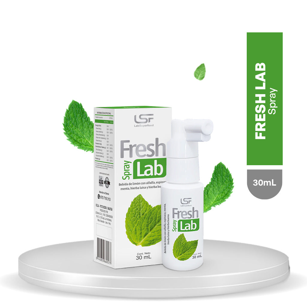 Fresh Lab(Spray )Limón con alfalfa, Espinaca, menta, Hierba Luisa y Hi ...